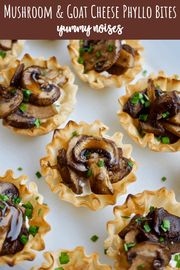 Mushroom and Goat Cheese Phyllo Bites - Yummy Noises