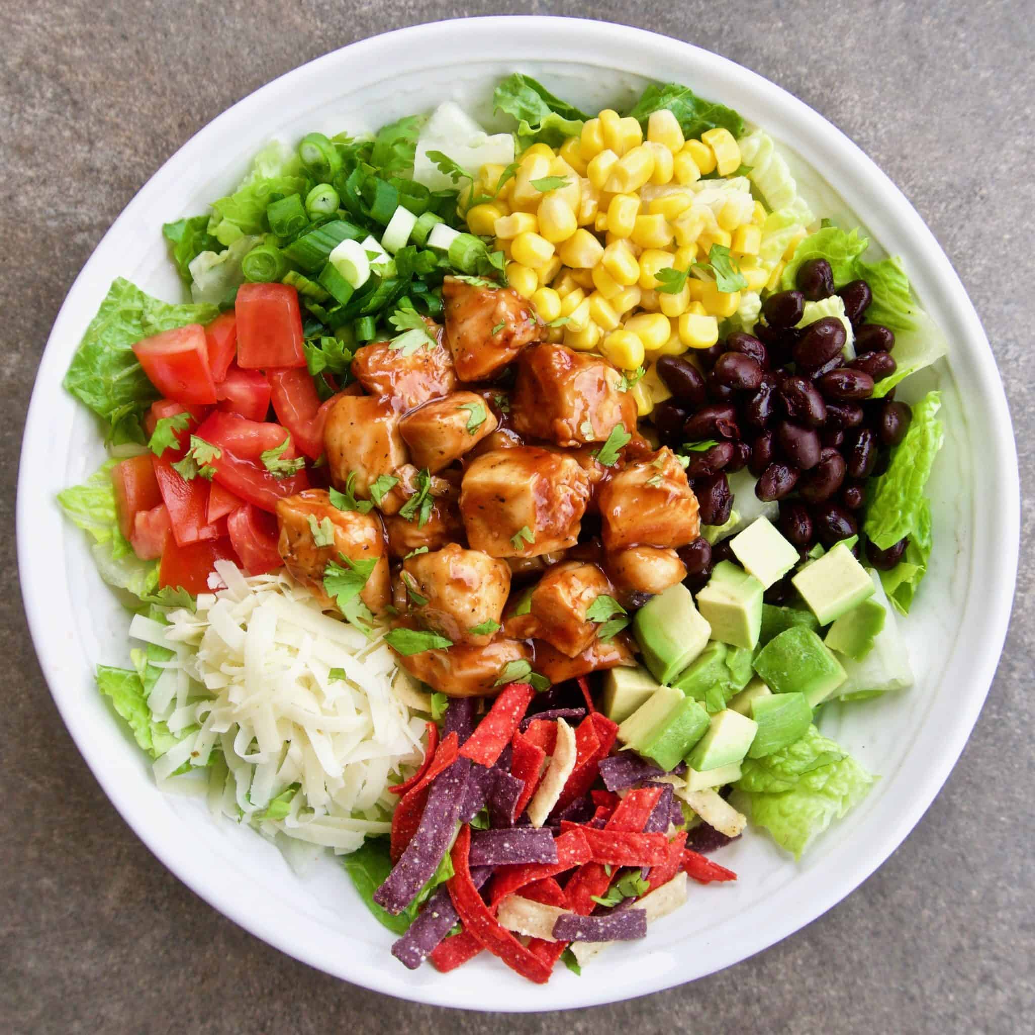 BBQ Chicken Chopped Salad with Chipotle Ranch - Yummy Noises